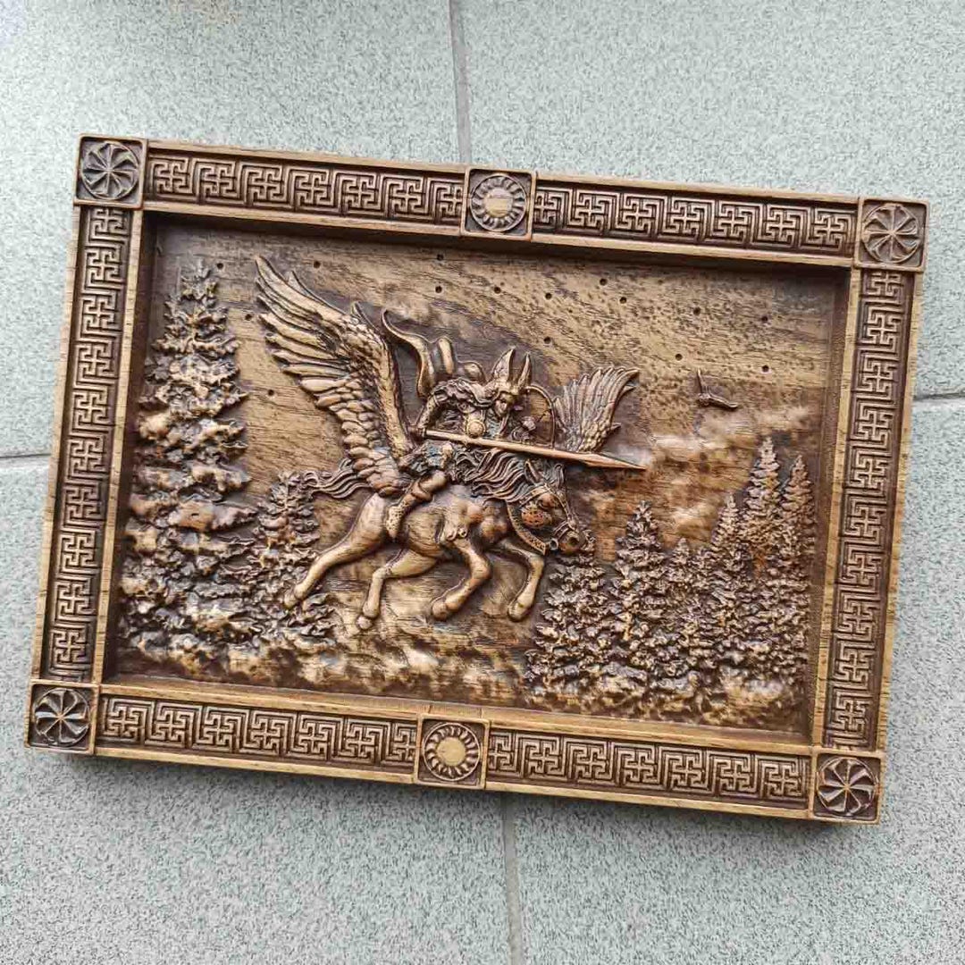 Valkyrie Carved Wood Panel Norse Mythology Wall Art Decor Wooden ...