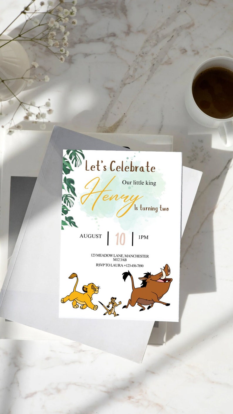 Lion King Birthday Invitation Template, Birthday Party, Simba, Little ...