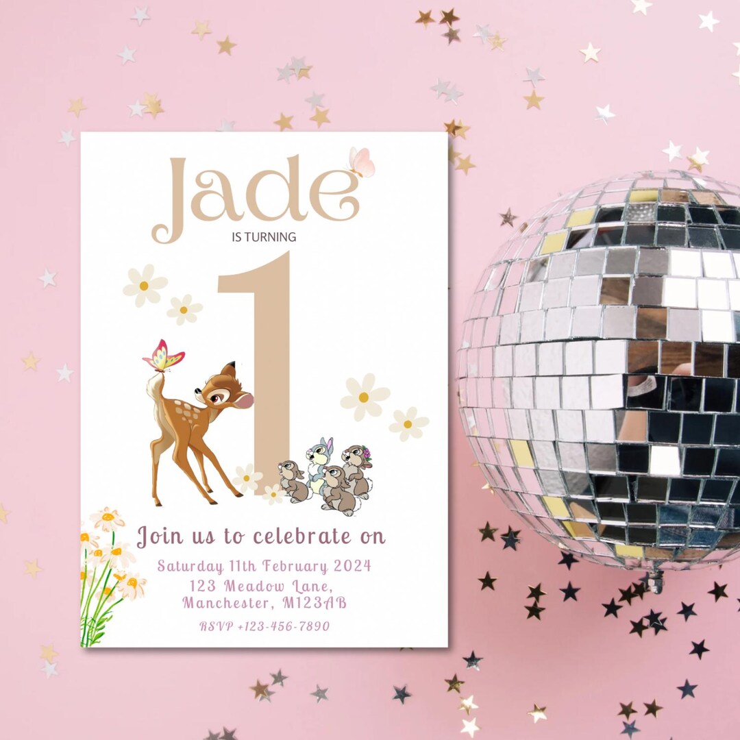 Woodland Bambi Birthday Invitation | Neutral Boho Forest Party ...