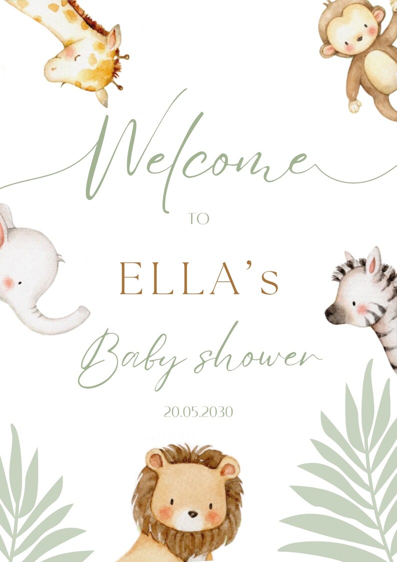 Baby Shower Welcome Sign, Safari Jungle Theme Entry Sign. Baby Boy ...