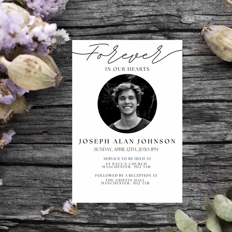 Funeral Service Invitation, Celebration of Life, Electronic Invite ...