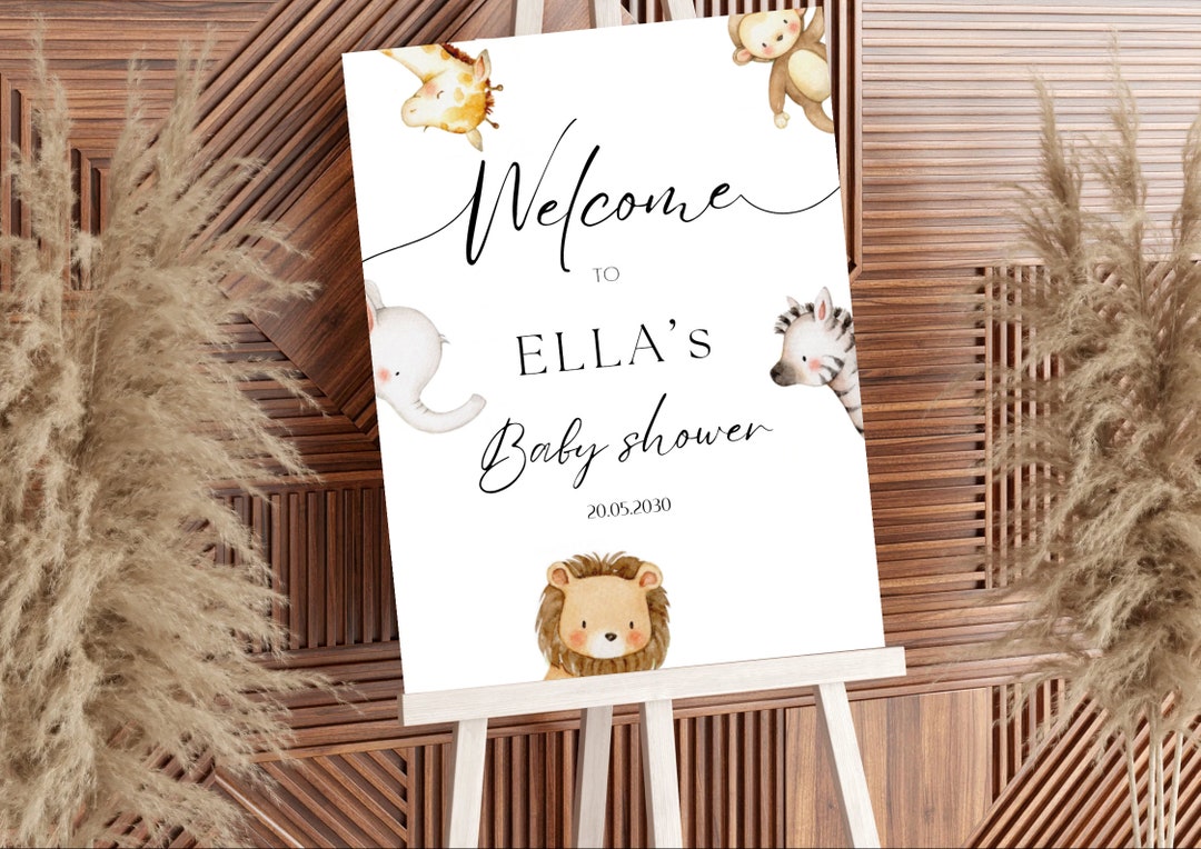 Baby Shower Welcome Sign, Safari Jungle Theme Welcome Sign. Digital ...