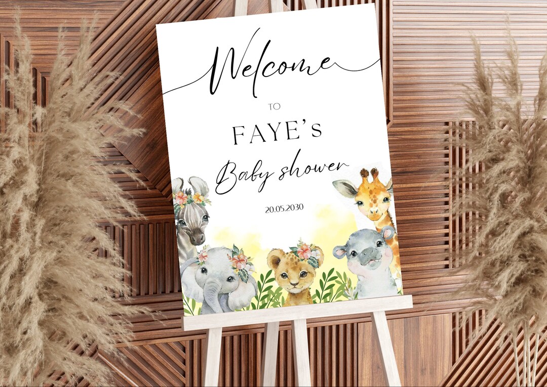 Baby Shower Welcome Sign, Safari Jungle Theme Welcome Sign. Digital ...