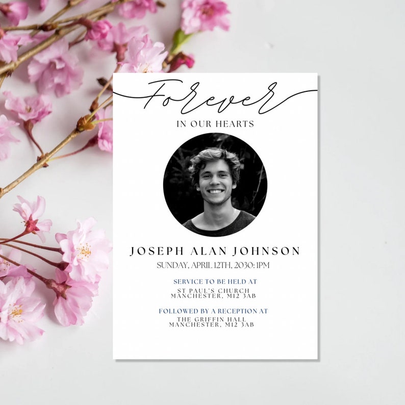 Funeral Service Invitation, Celebration of Life, Electronic Invite ...