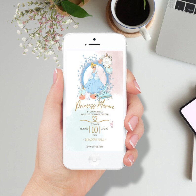 Editable Cinderella Birthday Invitation Template, Disney Princess ...