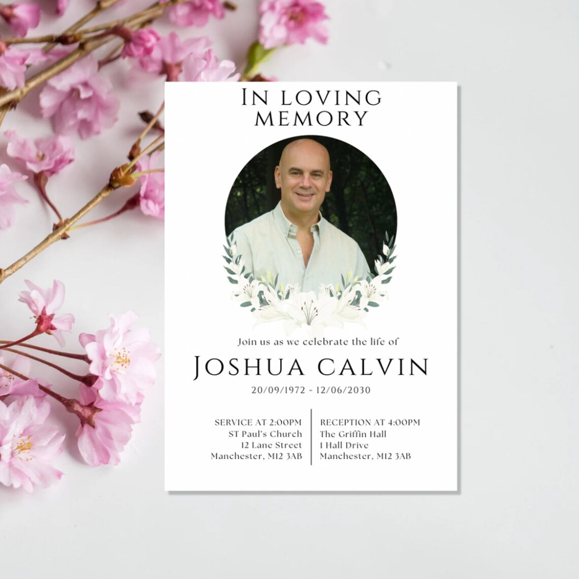 Funeral Service Invitation, Celebration of Life, Electronic Invite ...