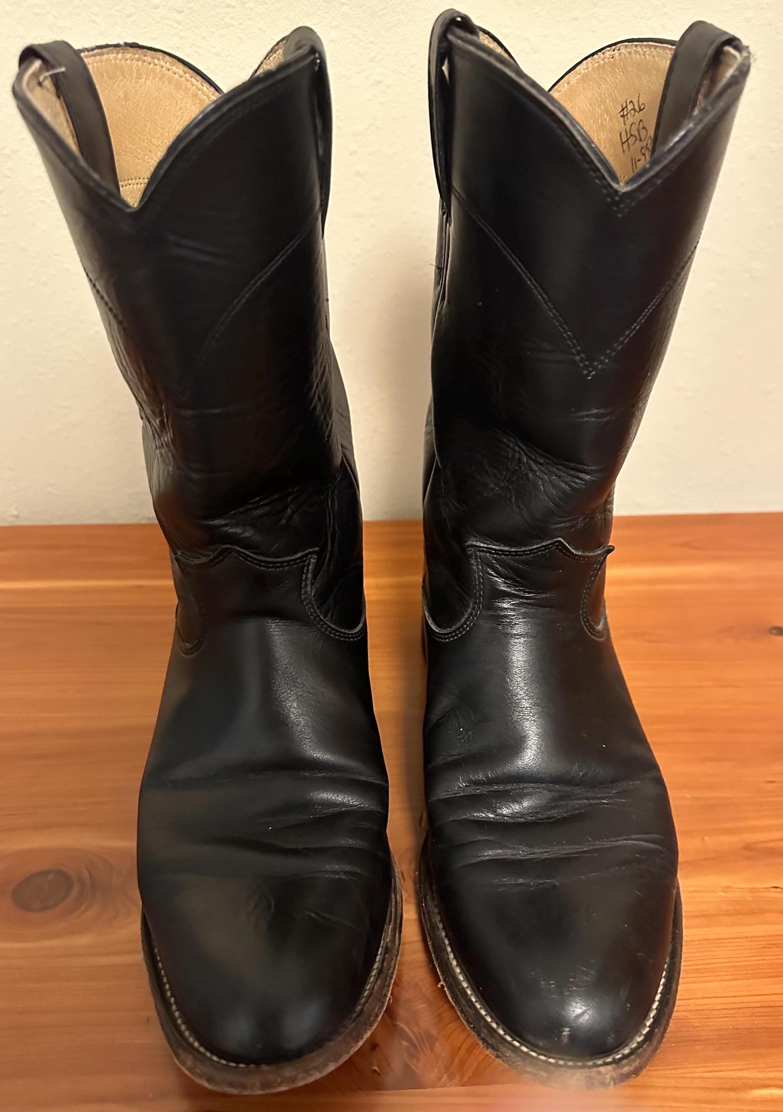 Justin Roper Classic Style Boots Black Womens Size 8 Good Condition ...