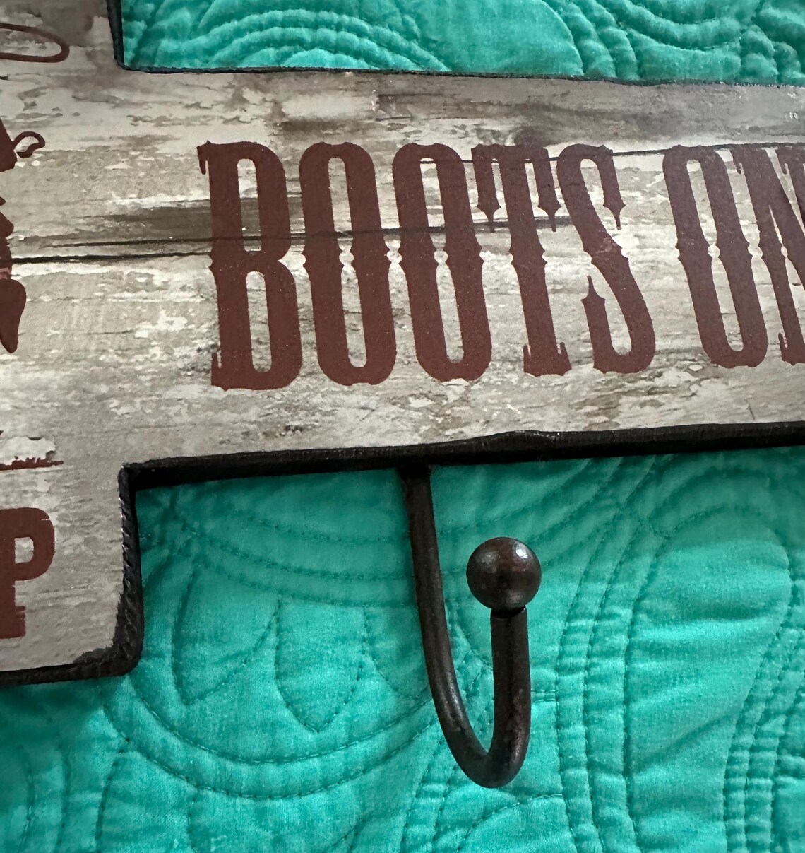 Cowboy up Sign With 3 Hooks Horses Scoot Your Boots Hang Your Cowboy ...