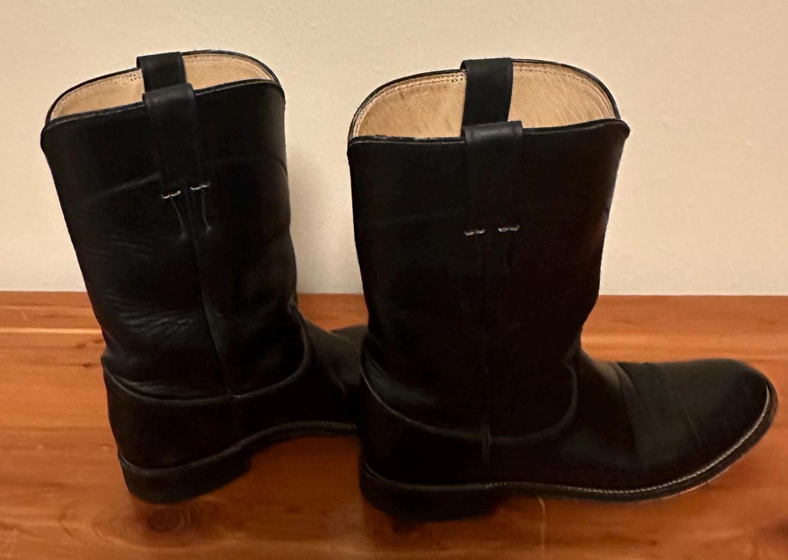 Justin Roper Classic Style Boots Black Womens Size 8 Good Condition ...