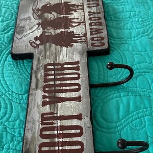 Cowboy up Sign With 3 Hooks Horses Scoot Your Boots Hang Your Cowboy ...