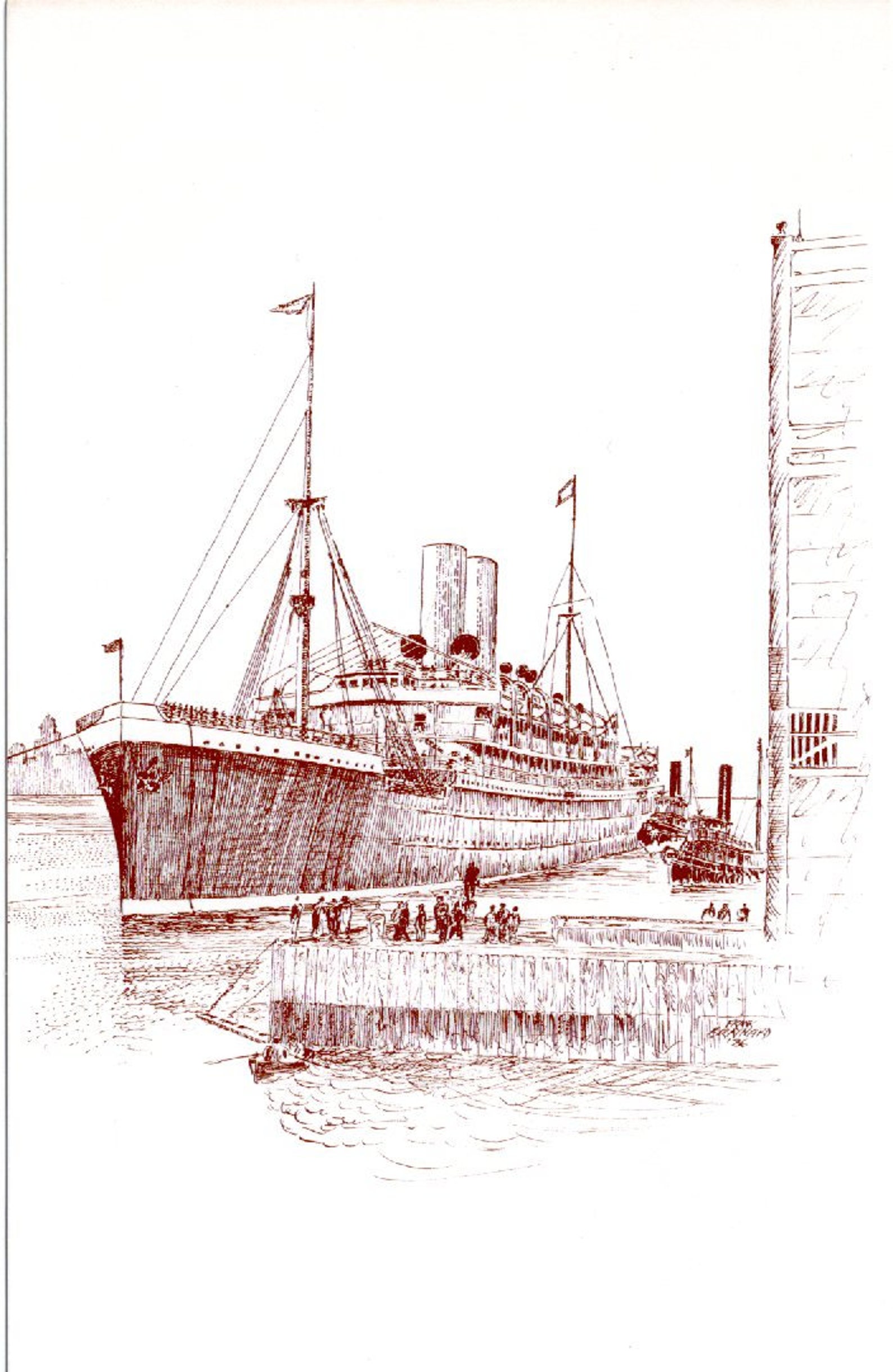 Vintage Ship Sketch Postcard by Frank Braynard - Set of 2 - Etsy
