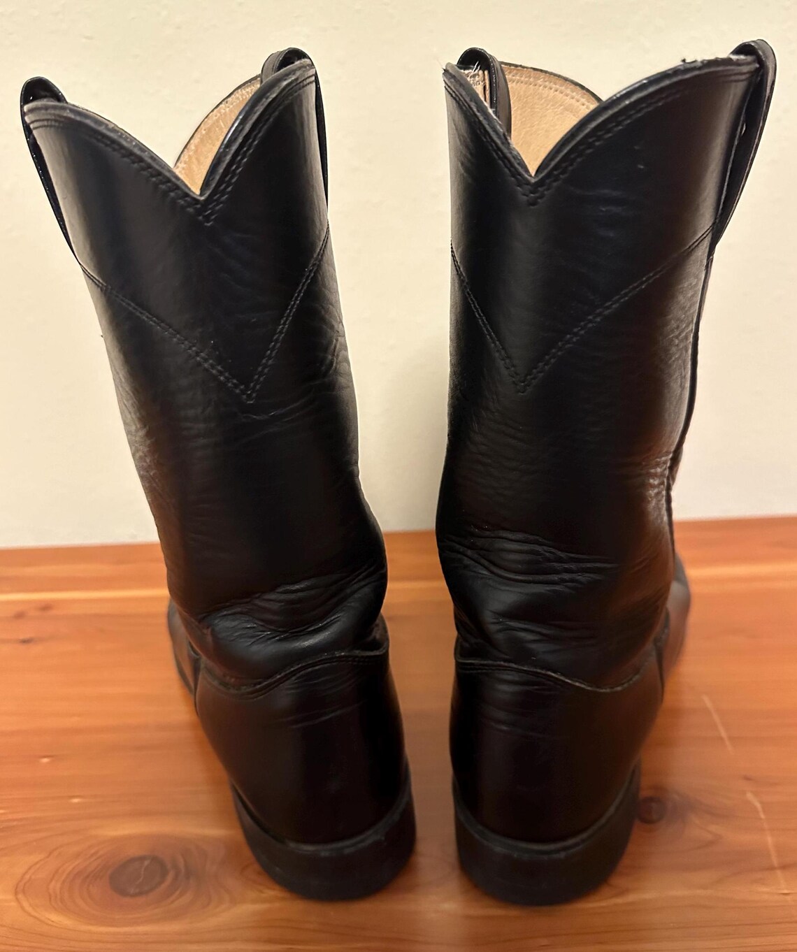 Justin Roper Classic Style Boots Black Womens Size 8 Good Condition ...