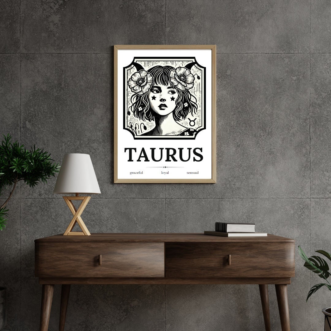 TAURUS Poster, Digital Printable Zodiac Sign Taurus Wall Art, Astrology ...