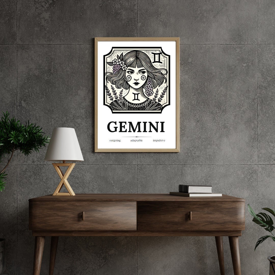 GEMINI Digital Printable Poster Zodiac Sign Gemini, Wall Art, Astrology ...