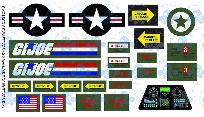 1:12 Scale GI Joe Skyhawk Decals - Etsy