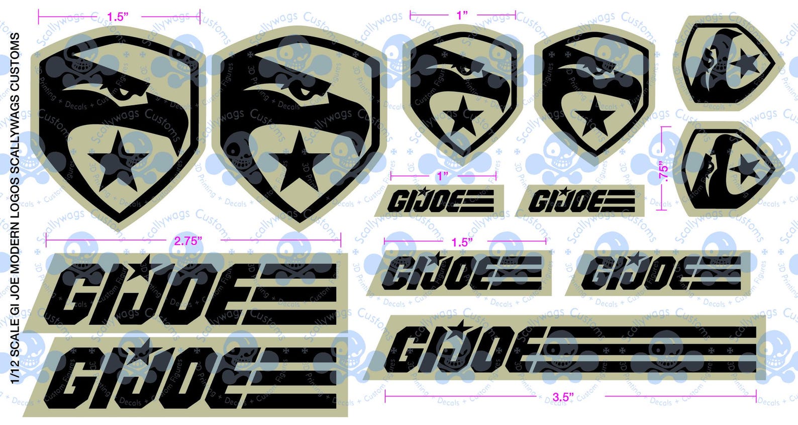 1:12 Scale GI Joe Modern Logos Decals - Etsy