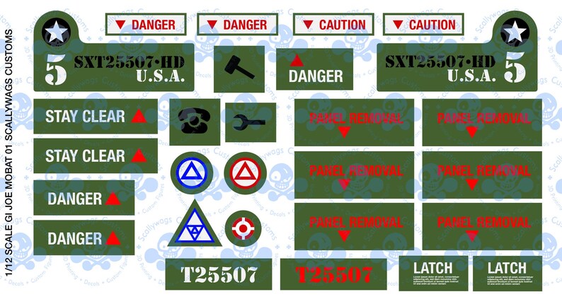 1:12 Scale GI Joe Mobat Decals - Etsy