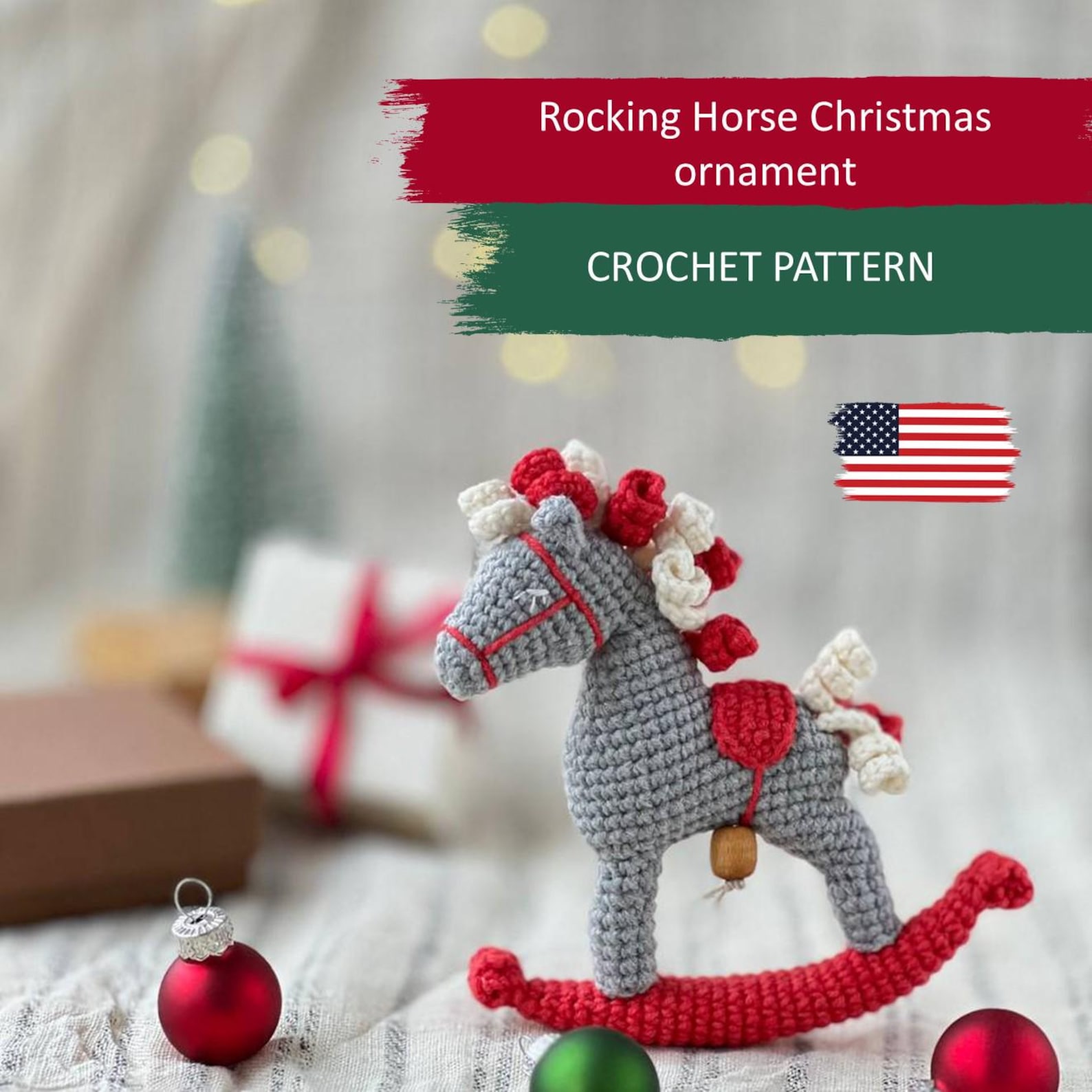 Crochet Rocking Horse Christmas Ornament Pattern - Amigurumi, Handmade ...