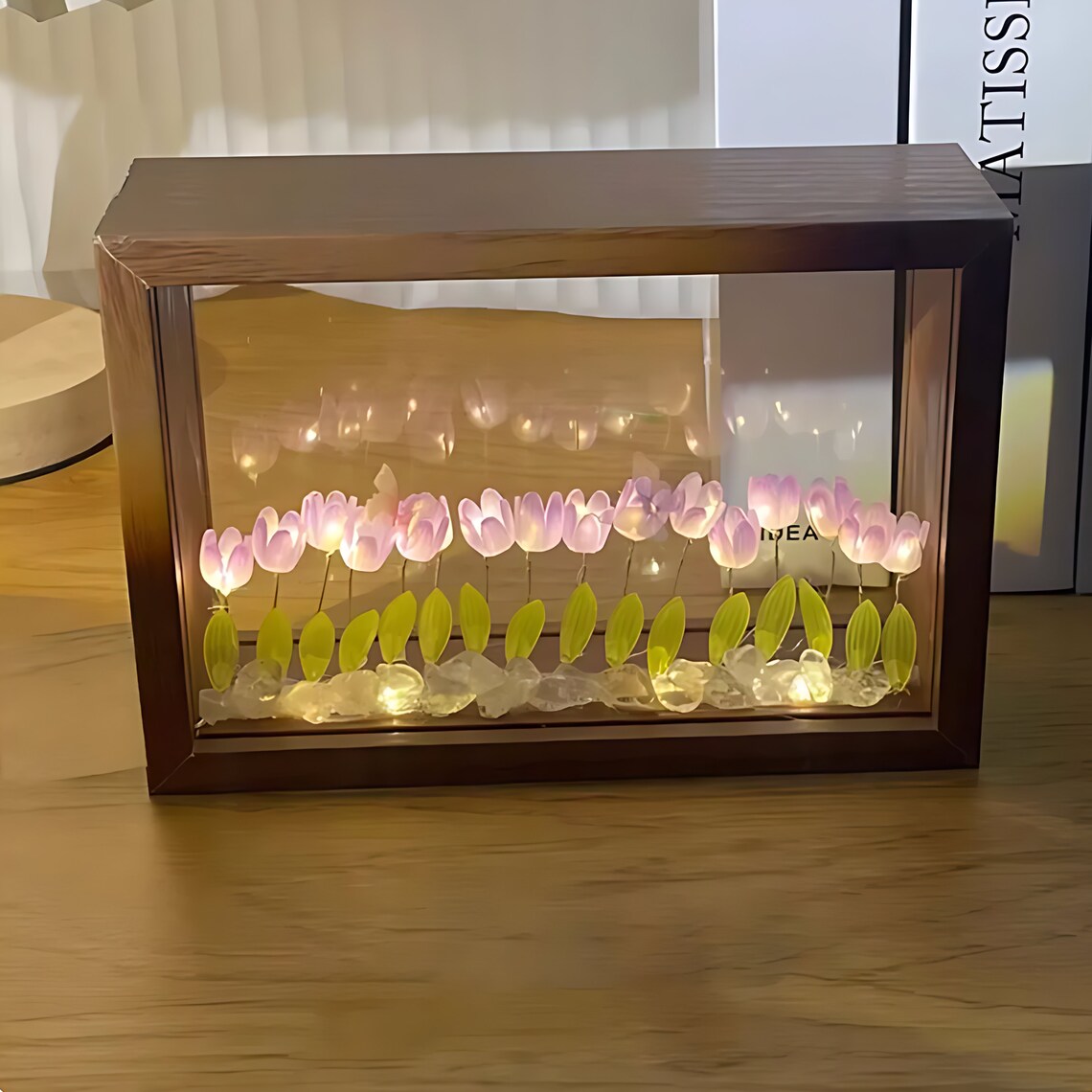 DIY LED Glass Flower Display Box Kit Handcrafted Home Decor Gift With ...