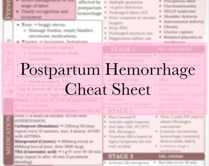 OB Triage Cheat Sheet - Etsy Canada