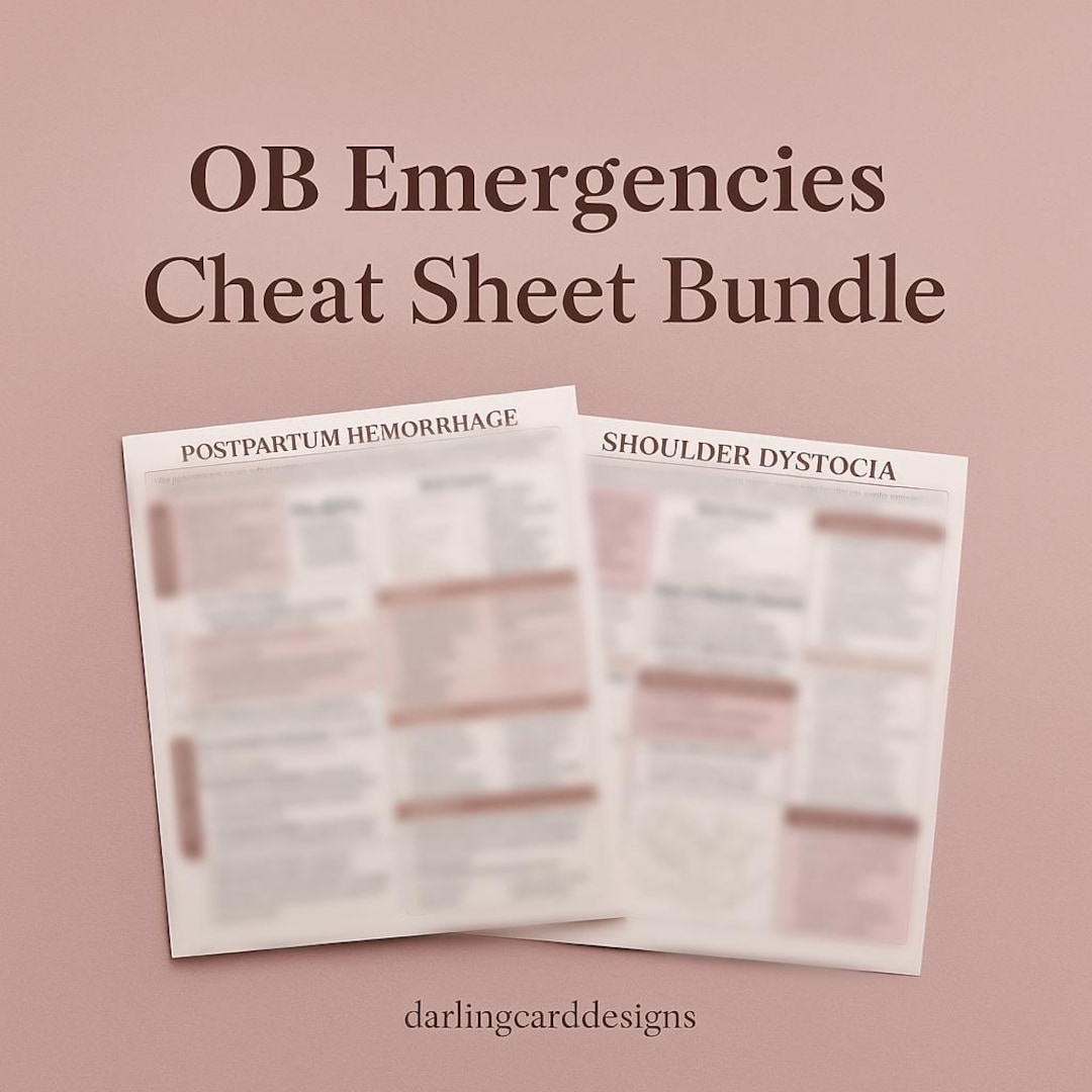 OB Emergencies Nursing Cheat Sheet Bundle | Labor&delivery Nurse ...