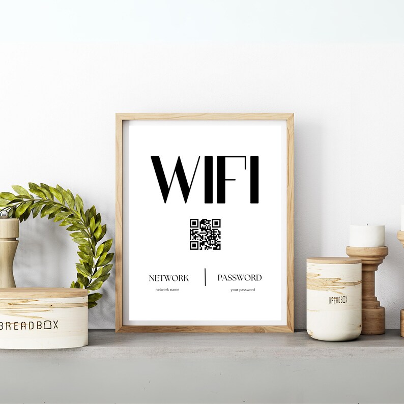 7 Signs, Minimal Wifi Password Sign QR Code, Editable Wifi, Airbnb ...