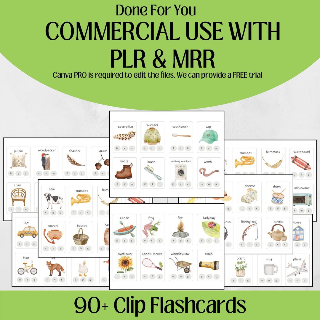 PLR Alphabet Clip Flashcards for Early Learners, Montessori, Homeschool ...