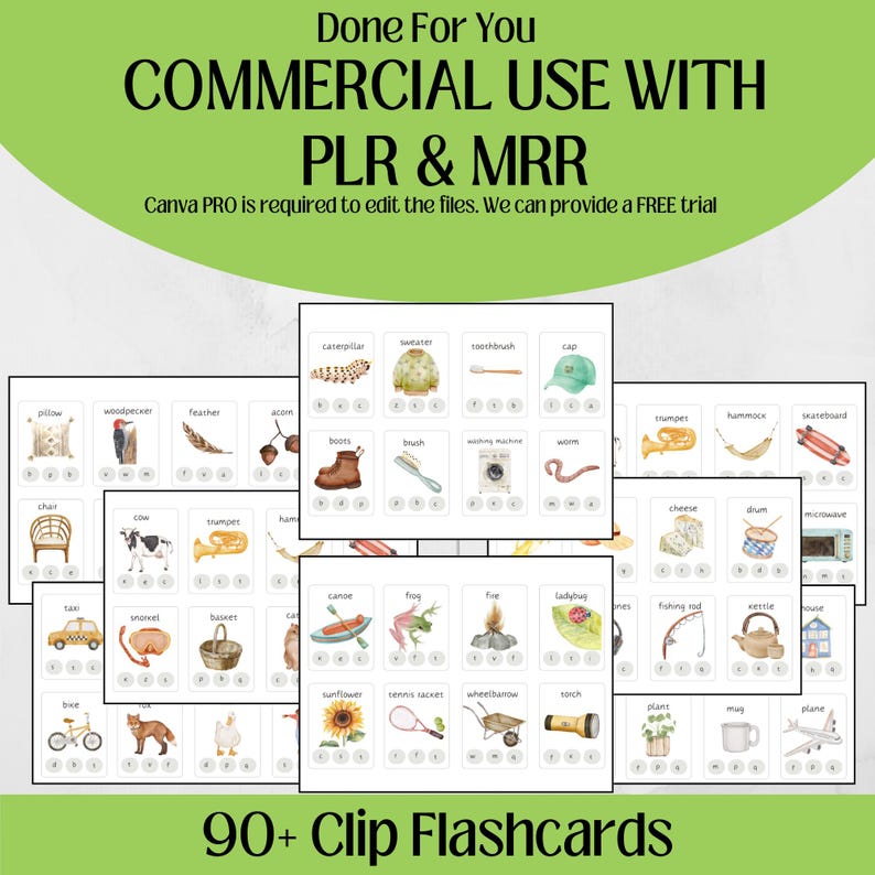 PLR Alphabet Clip Flashcards for Early Learners, Montessori, Homeschool ...
