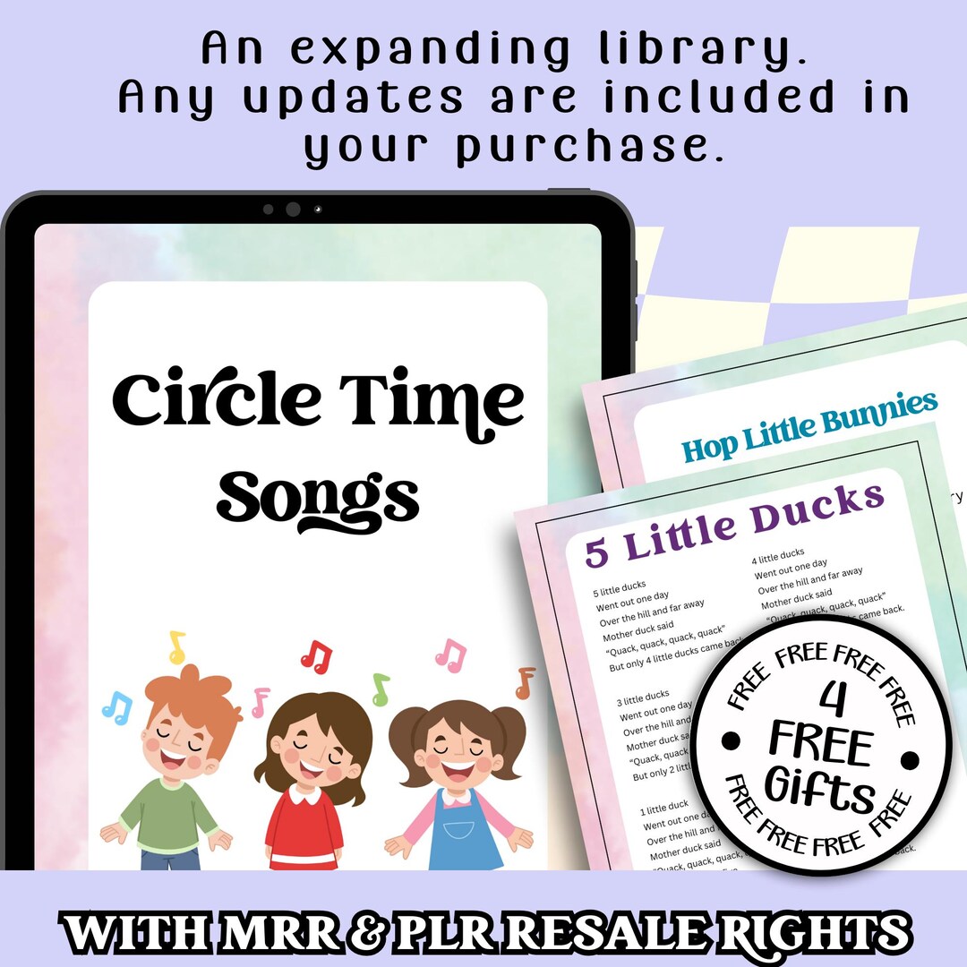 PLR Editable Preschool Circle Time Song Lyrics and Activities Bundle ...