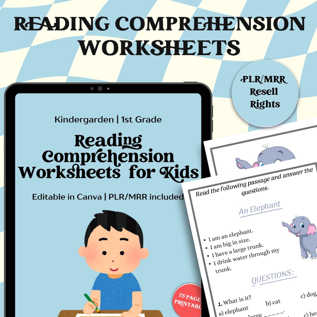 Educational Reading Comprehension Worksheets for Kids: PLR & MRR Resell ...