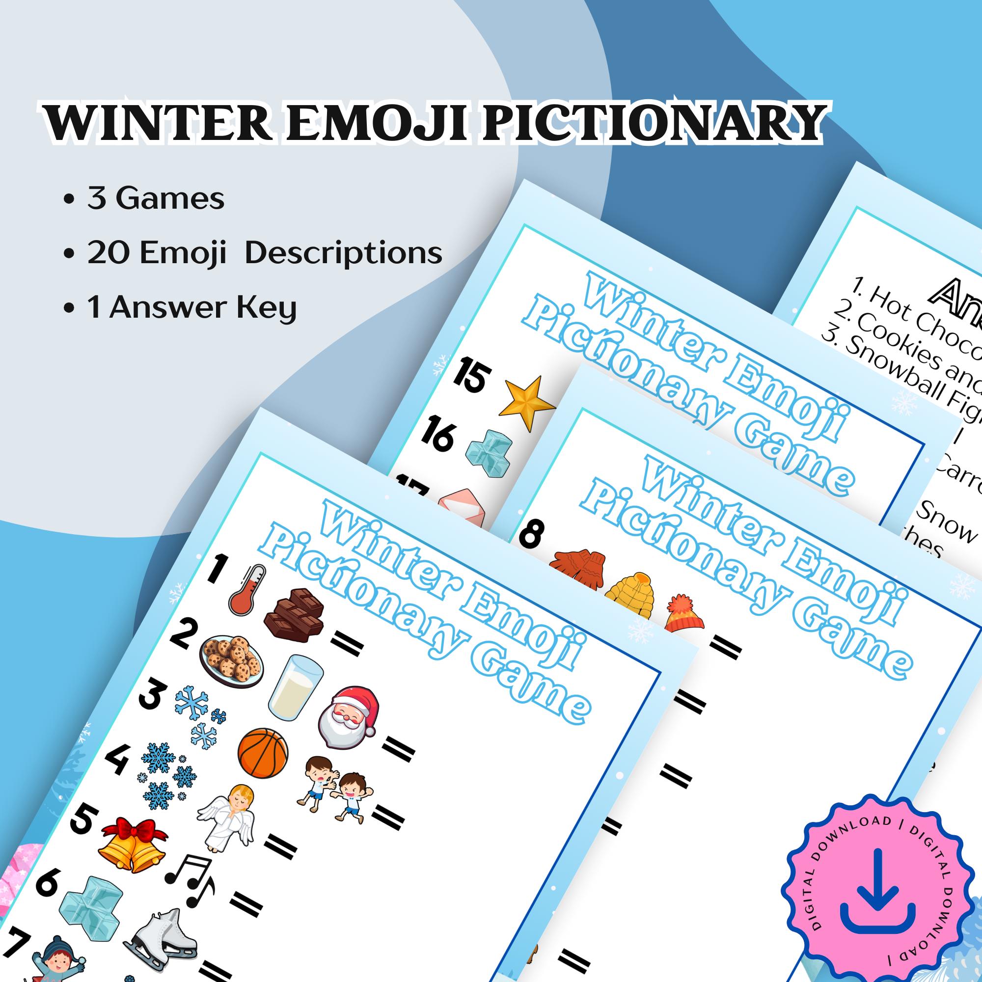 Winter Emoji Pictionary: Fun Family Game for Snow Days, Kids Activities ...