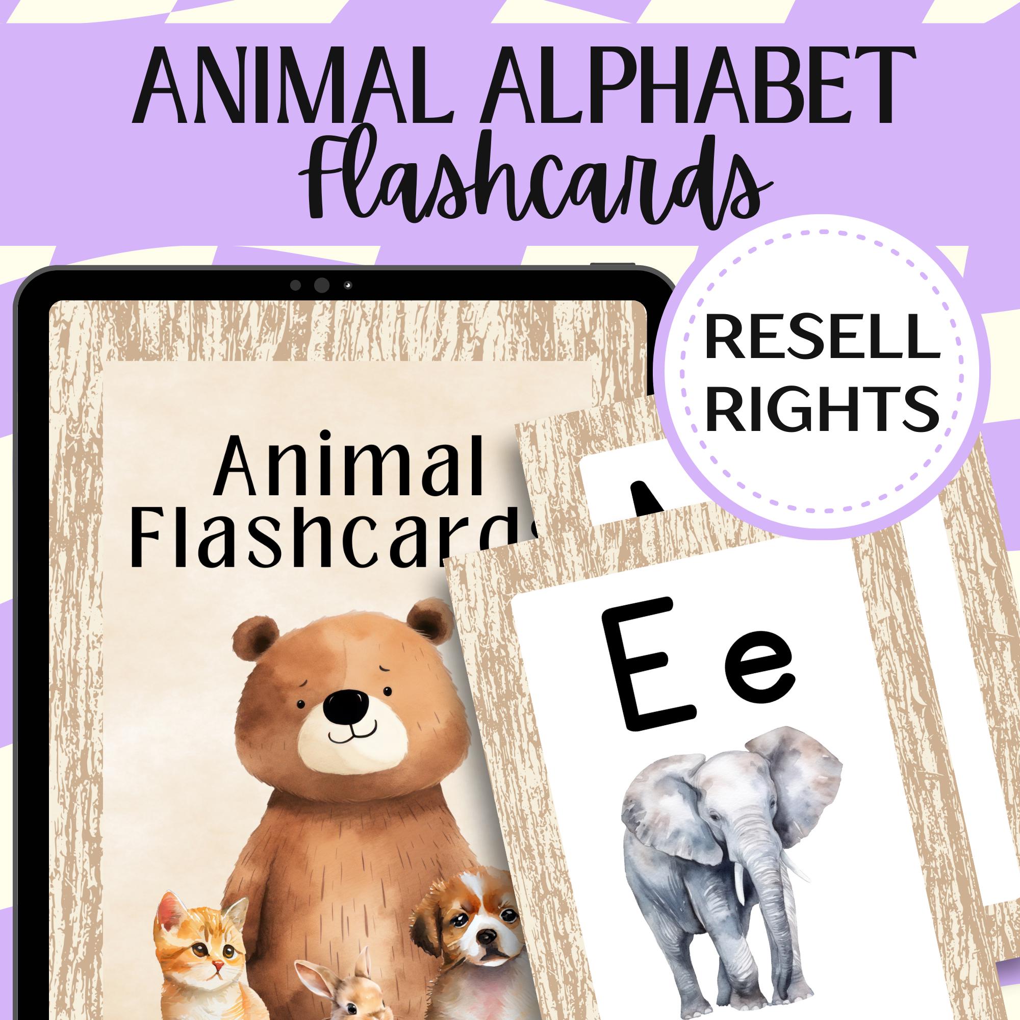 Animal Alphabet Flashcards: Printable Learning for Toddlers (PLR Resell ...