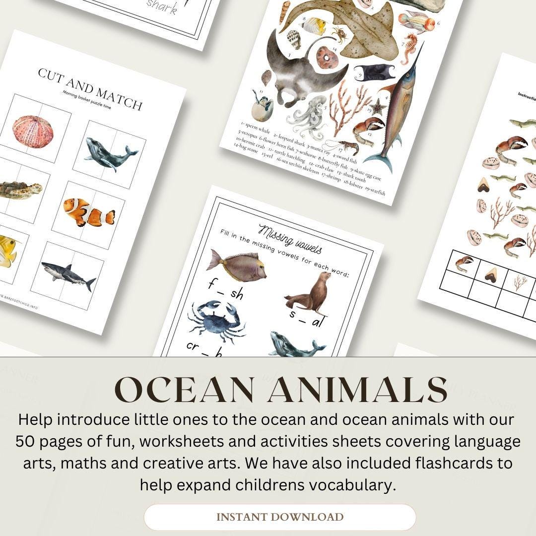 PLR Ocean Animals Bundle for Early Learners, Classroom Ocean Themed ...