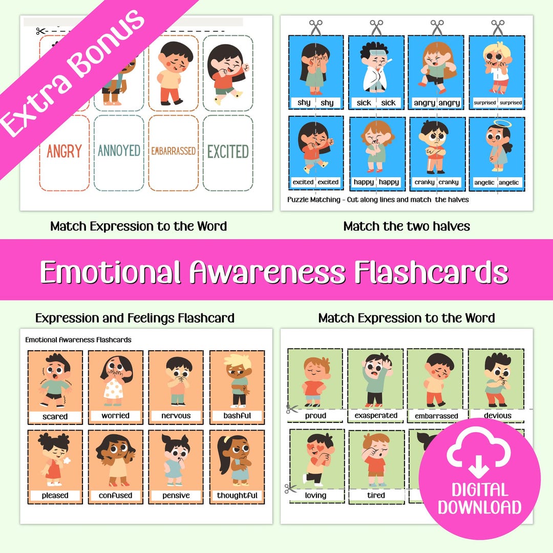 Emotional Awareness Flashcards | Printable Mindfulness Matching Cards ...