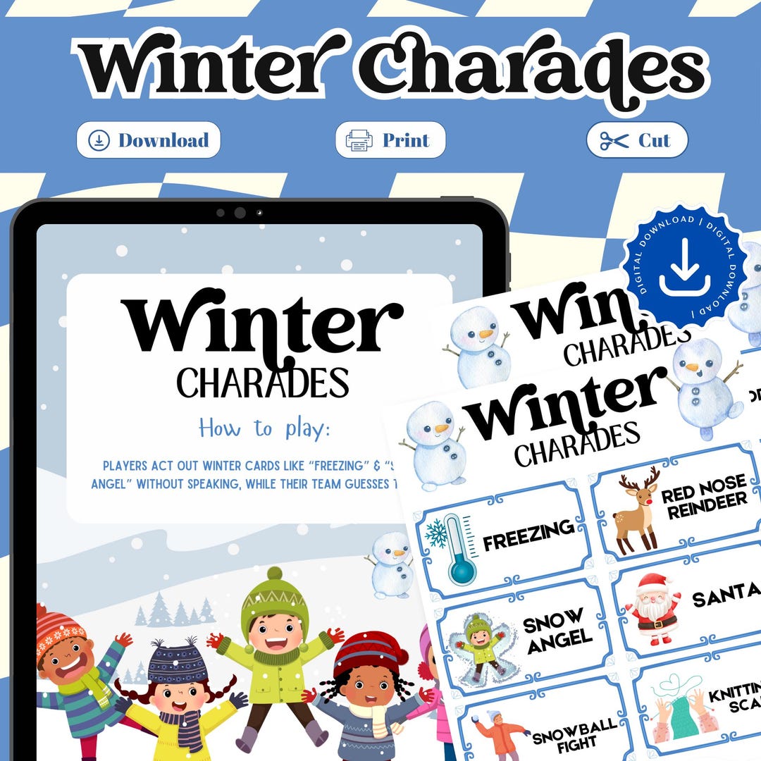Winter-themed Charades: Family Fun Game for Kids, Parties & Cozy ...