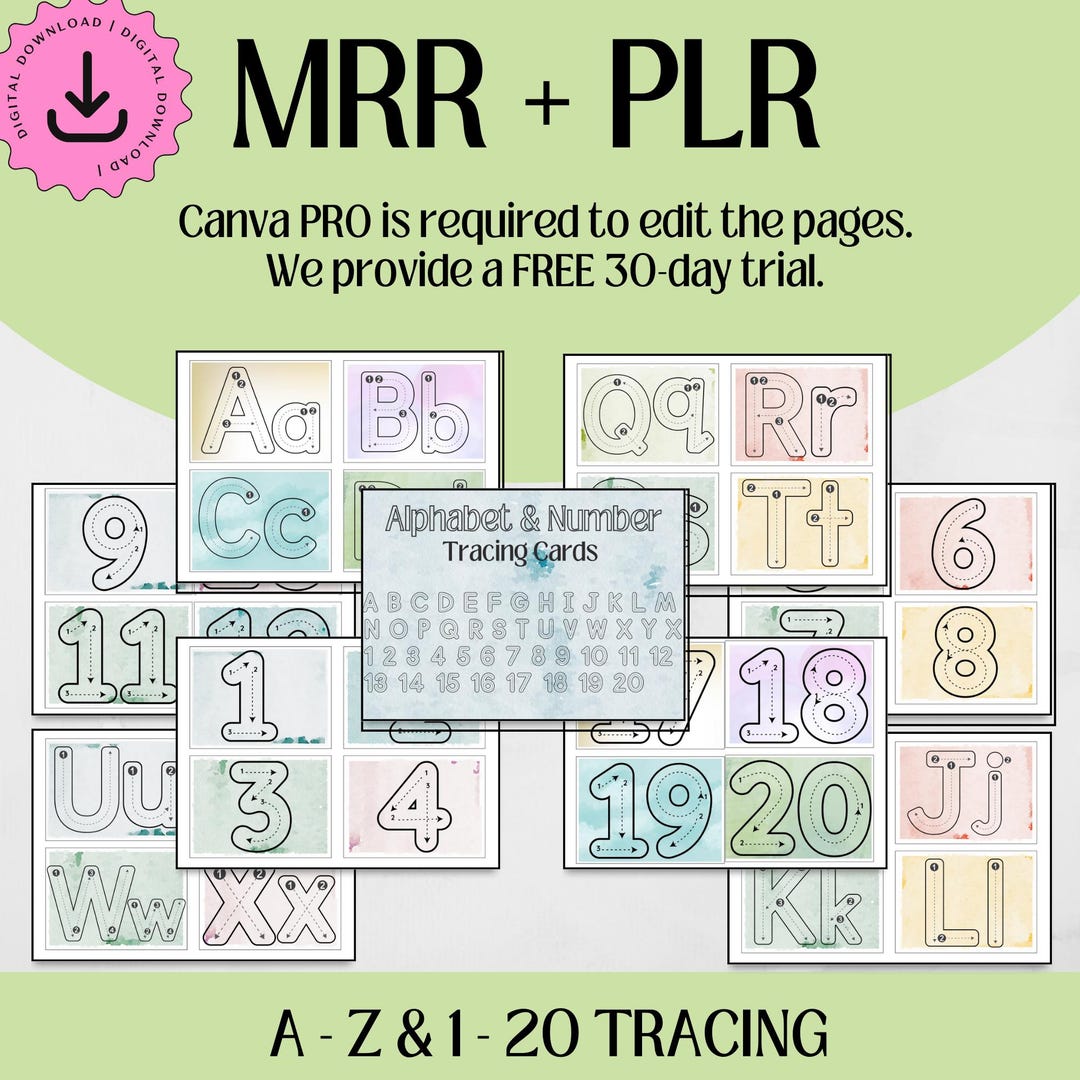 Alphabet Number Tracing Flashcards: Homeschool Printable (PLR MRR) - Etsy