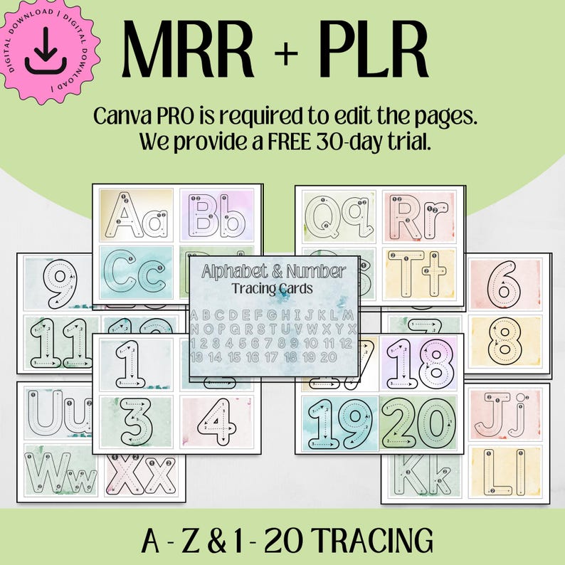 Alphabet Number Tracing Flashcards: Homeschool Printable (PLR MRR) - Etsy