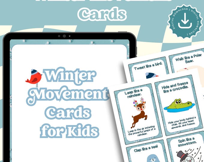 Winter Movement Cards, Christmas Games Printable, Unique Stocking ...