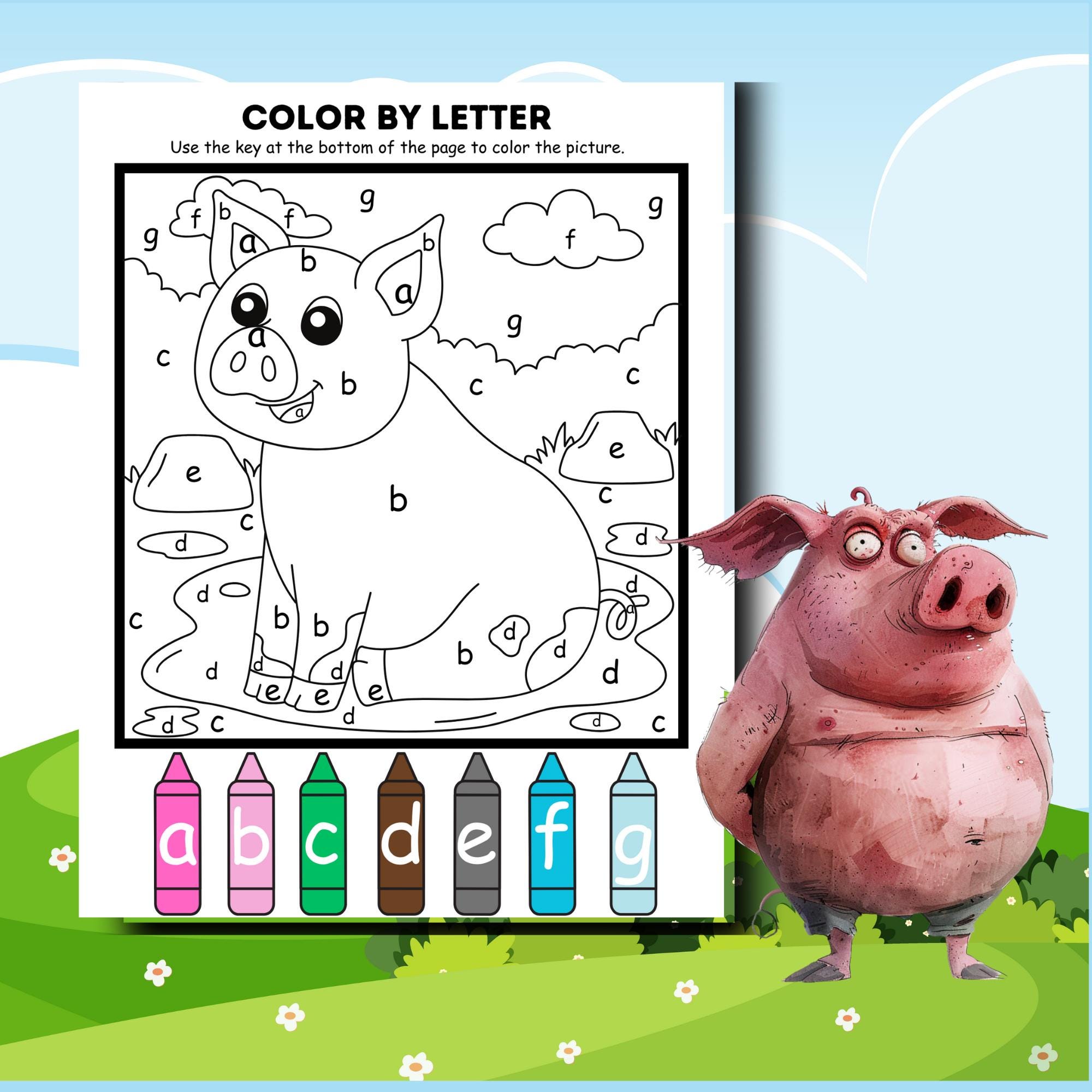 Farm Animal Color by Letter: ABC Printable Activity (PDF Download) - Etsy