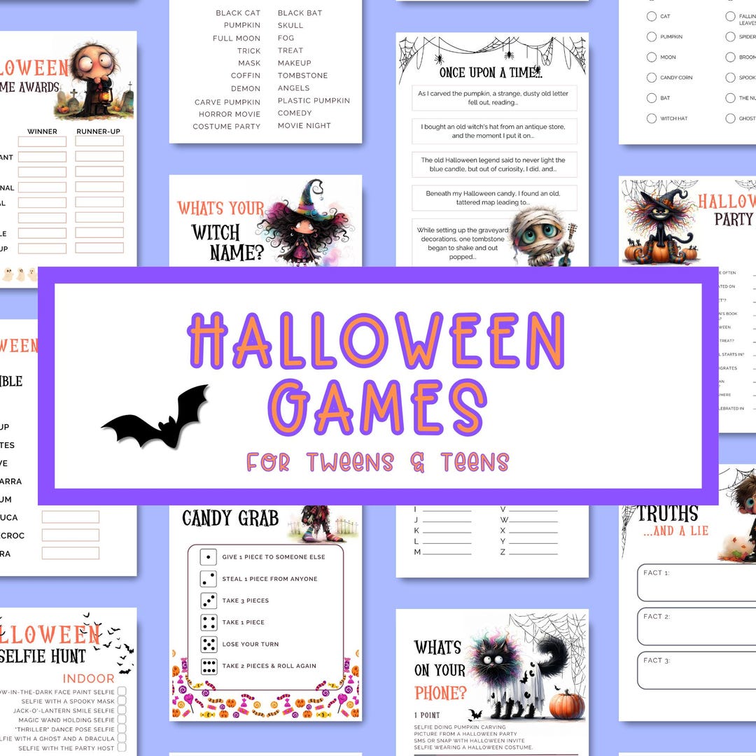 Printable Halloween Games, Party Pack for Kids, Teens (PDF Download) - Etsy