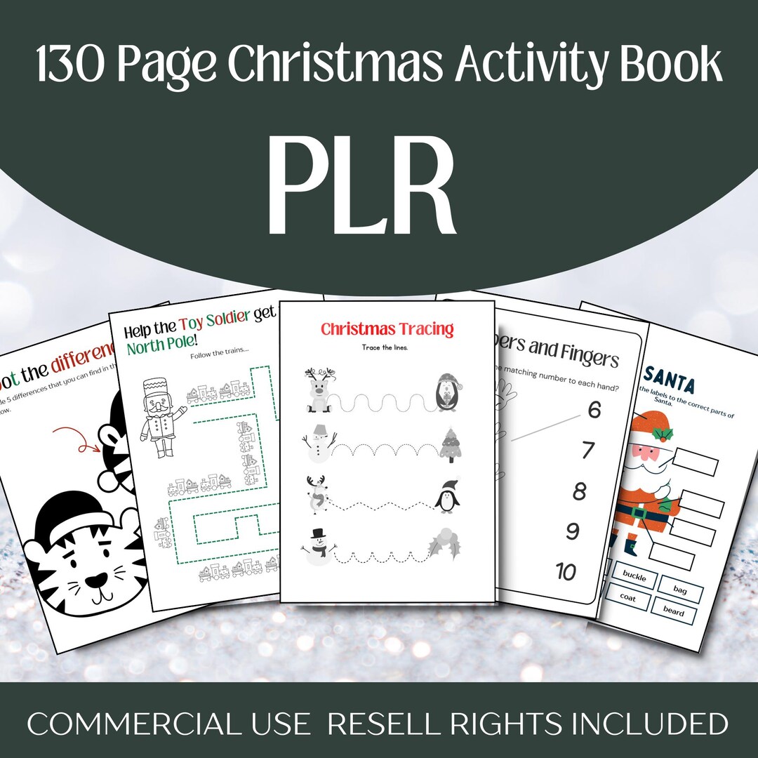 Christmas Activity Book, Kids Coloring and Tracing (PLR) - Etsy