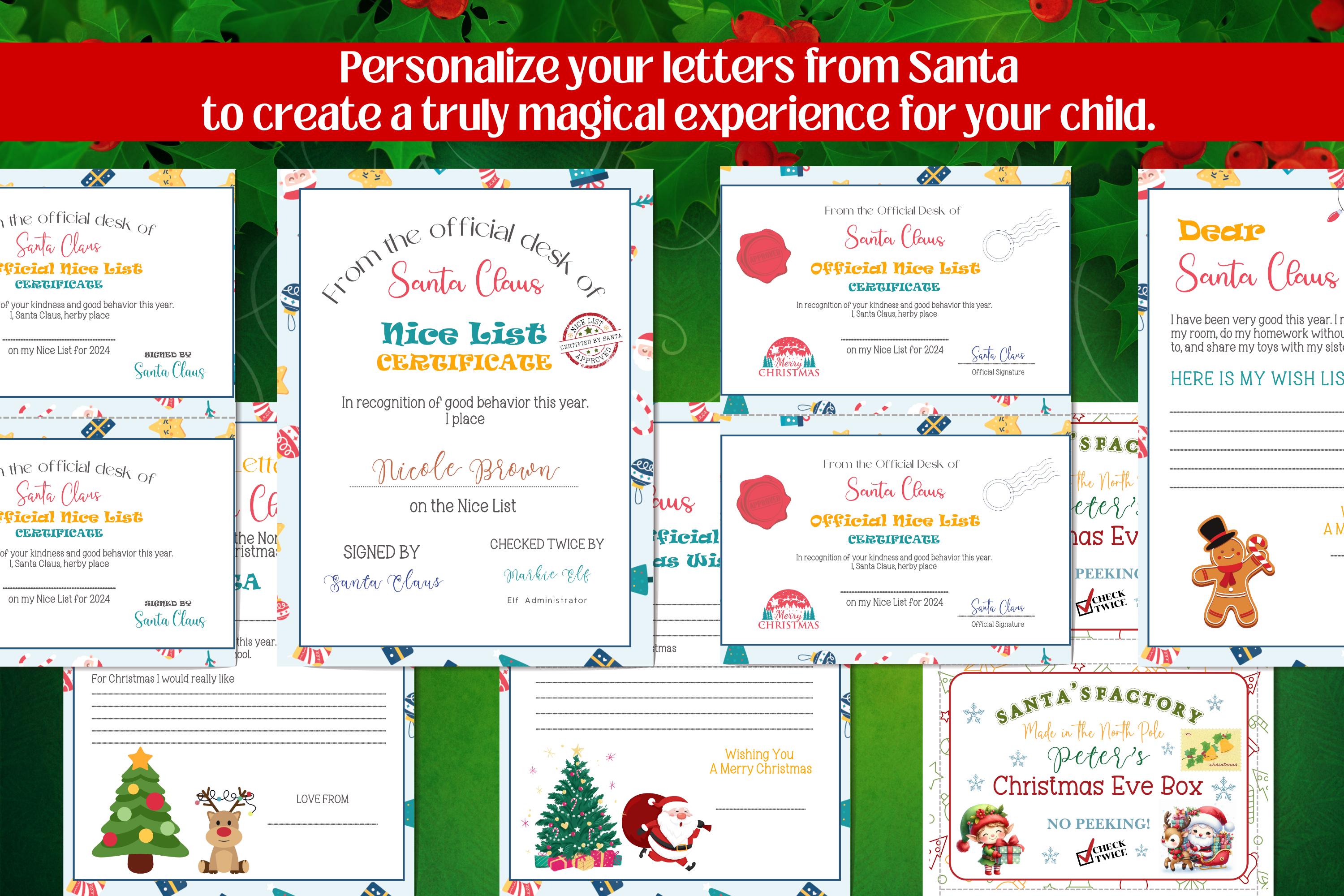 Personalized Santa Letter Kit With Magic Key, Certificate and Printable ...