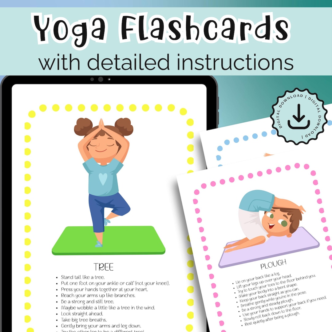 Kids Yoga Poses, 12 Yoga Flashcards, Kids Movement Activity, Yoga ...