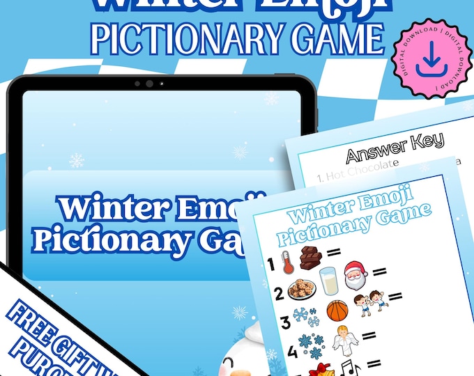 Snow Day Emoji Pictionary Game | Fun Printable Winter Game | Wintertime ...