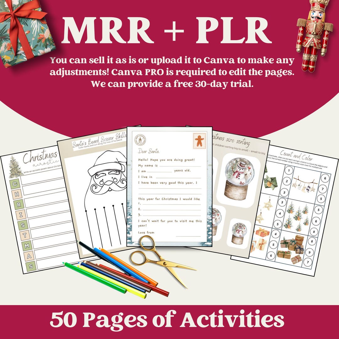 PLR Christmas Activities for Kids, Printable Worksheets, Games ...