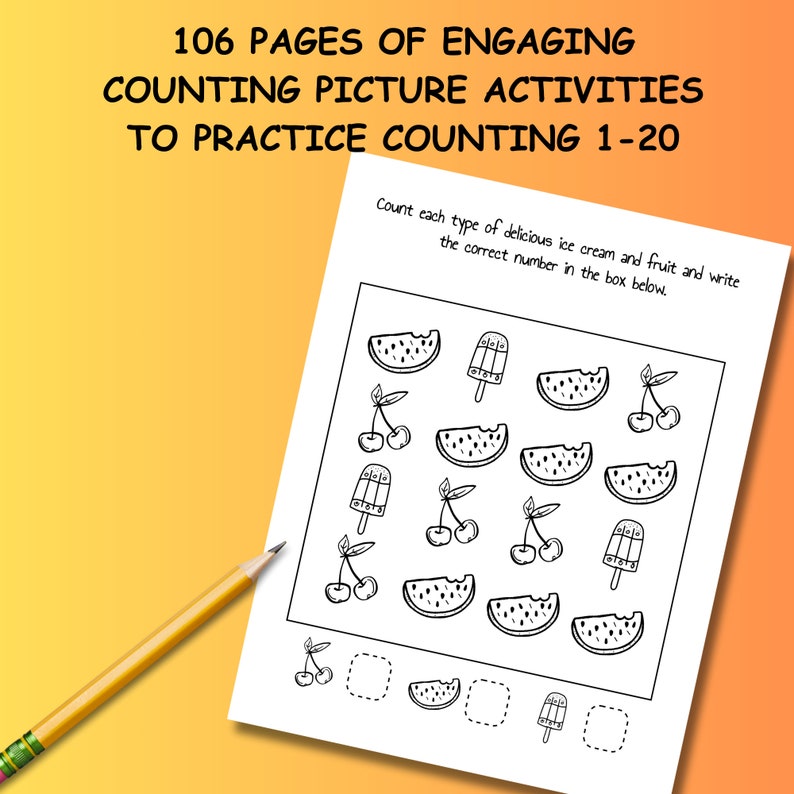 Early Math Worksheets to Learn Numbers and Practice 1-20 Counting With ...