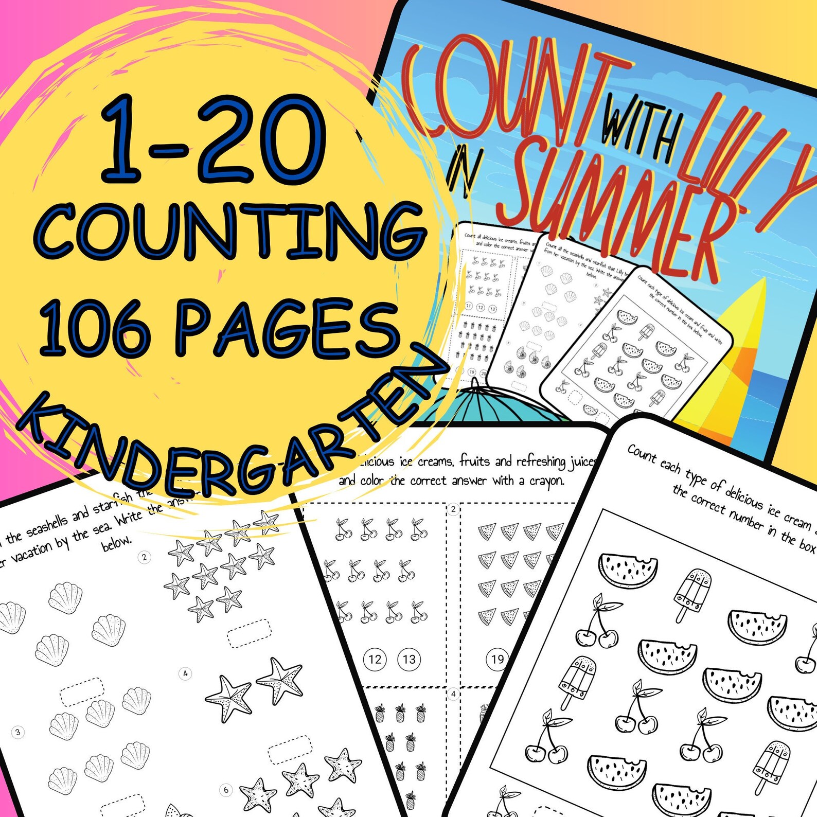 Early Math Worksheets to Learn Numbers and Practice 1-20 Counting With ...