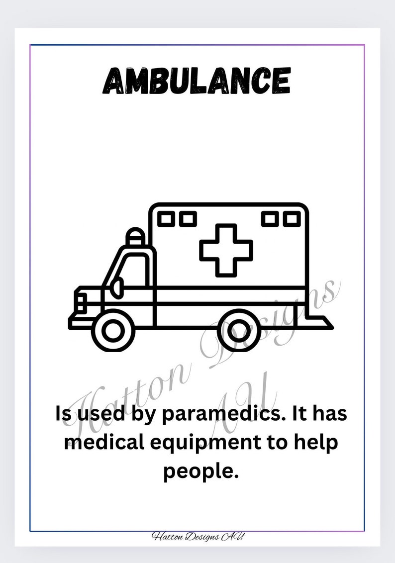 Kids Emergency Services Colouring Book. Containing Fire Trucks, Police ...