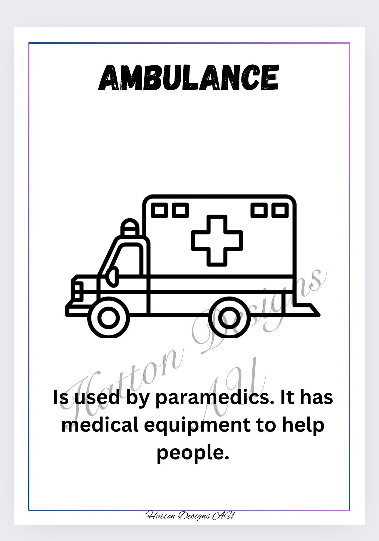 Kids Emergency Services Colouring Book. Containing Fire Trucks, Police ...