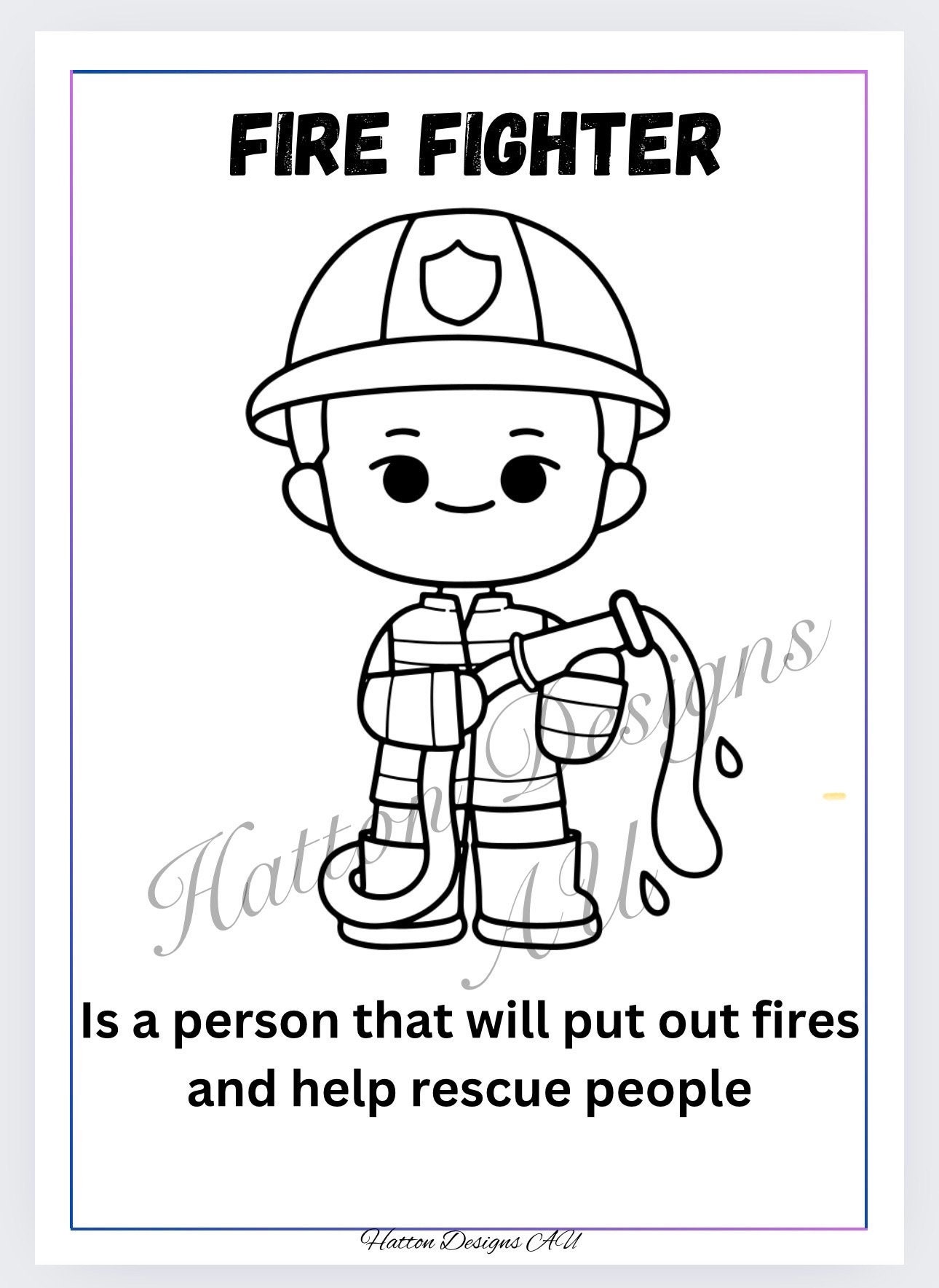 Kids Emergency Services Colouring Book. Containing Fire Trucks, Police ...